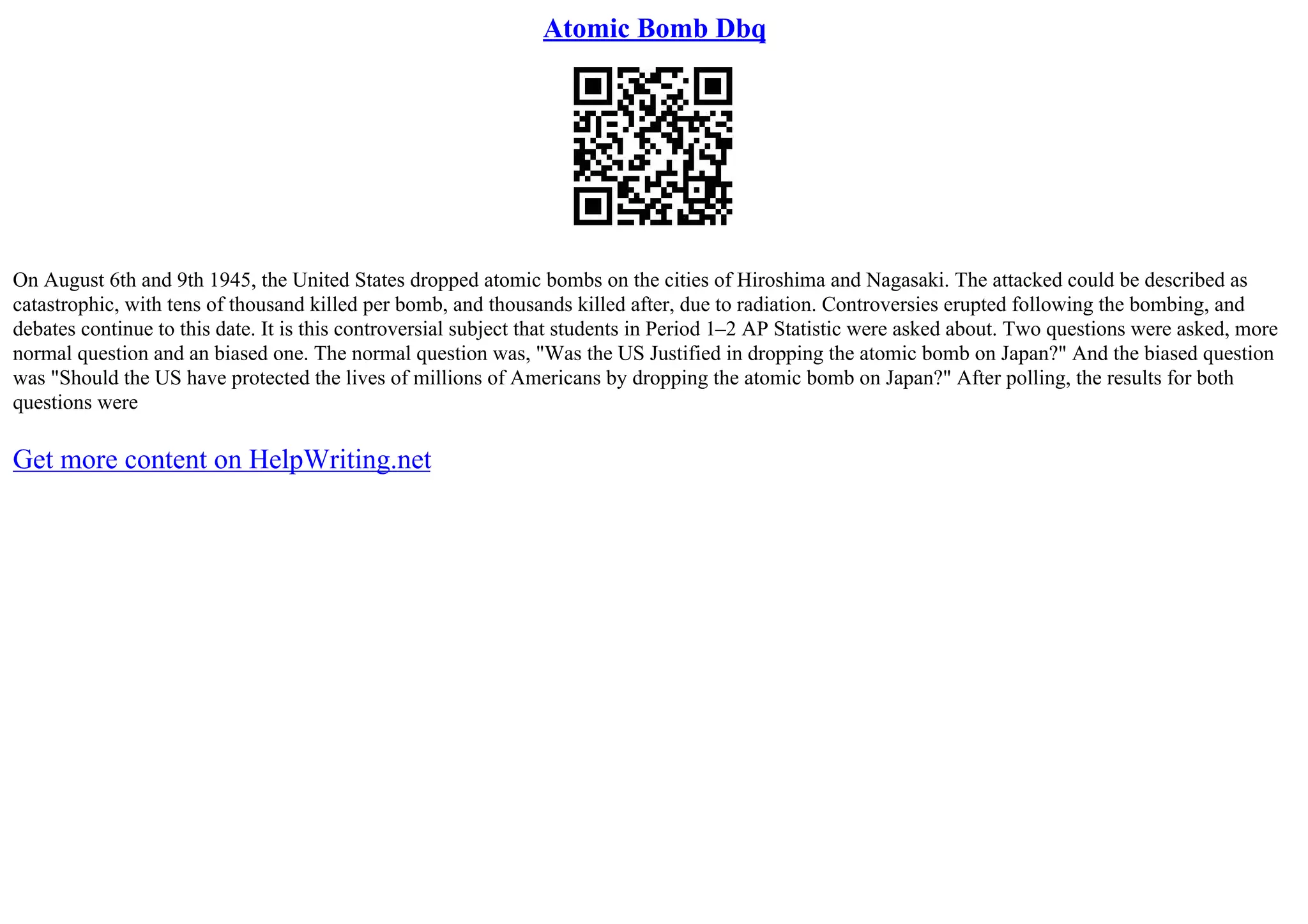 Was The Dropping Of The Atomic Bomb Justified | PDF