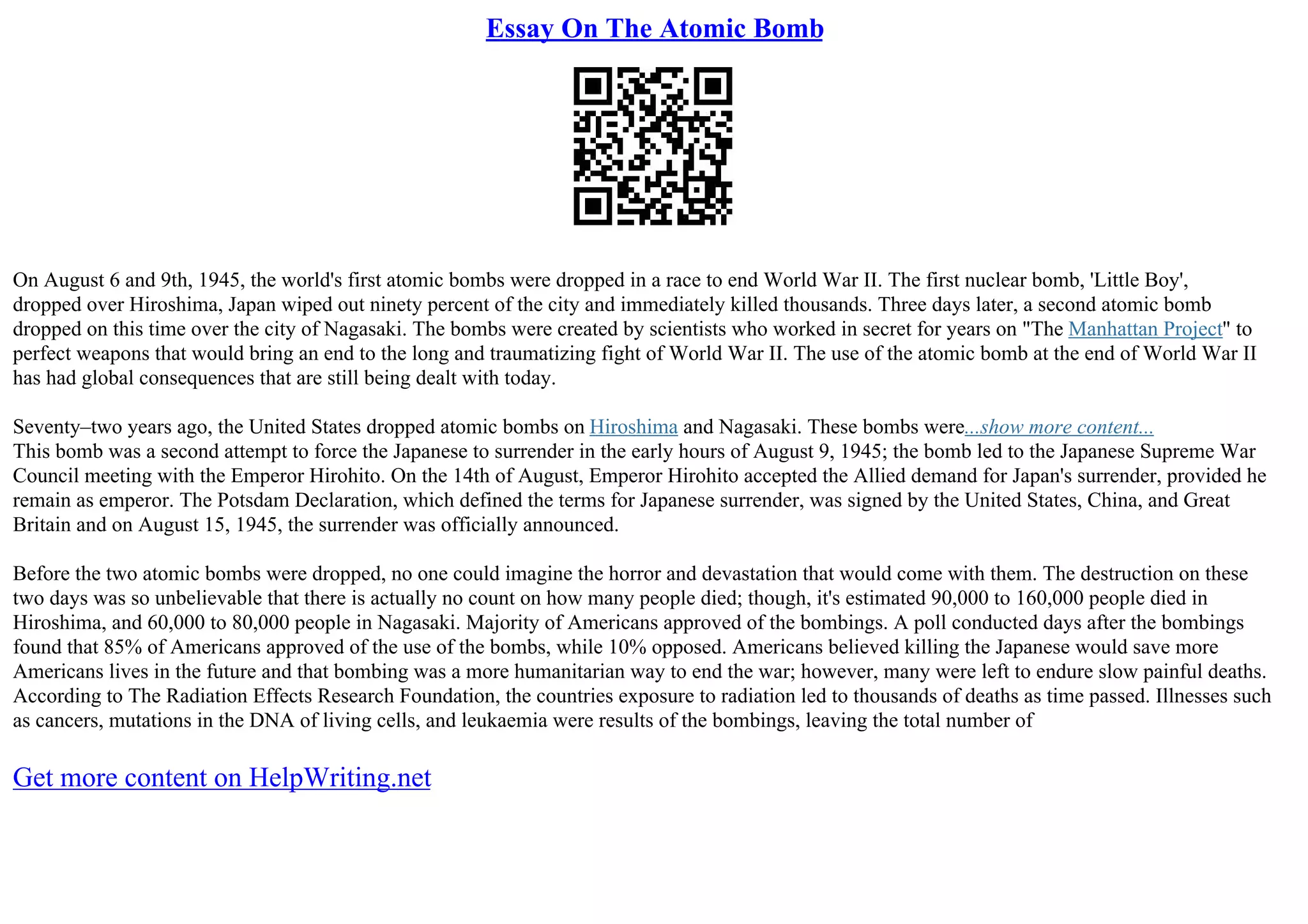 Was The Dropping Of The Atomic Bomb Justified | PDF