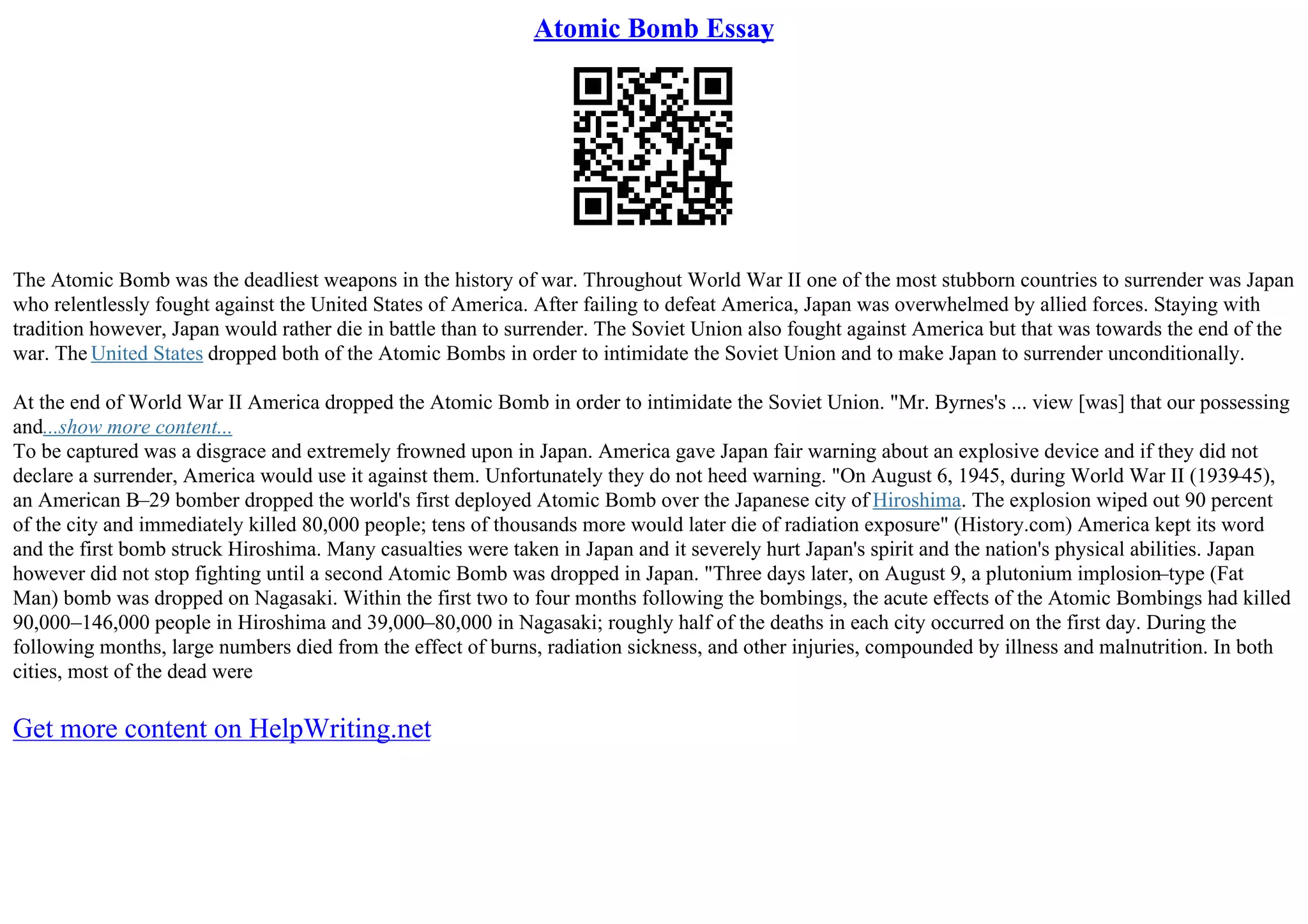 Was The Dropping Of The Atomic Bomb Justified | PDF