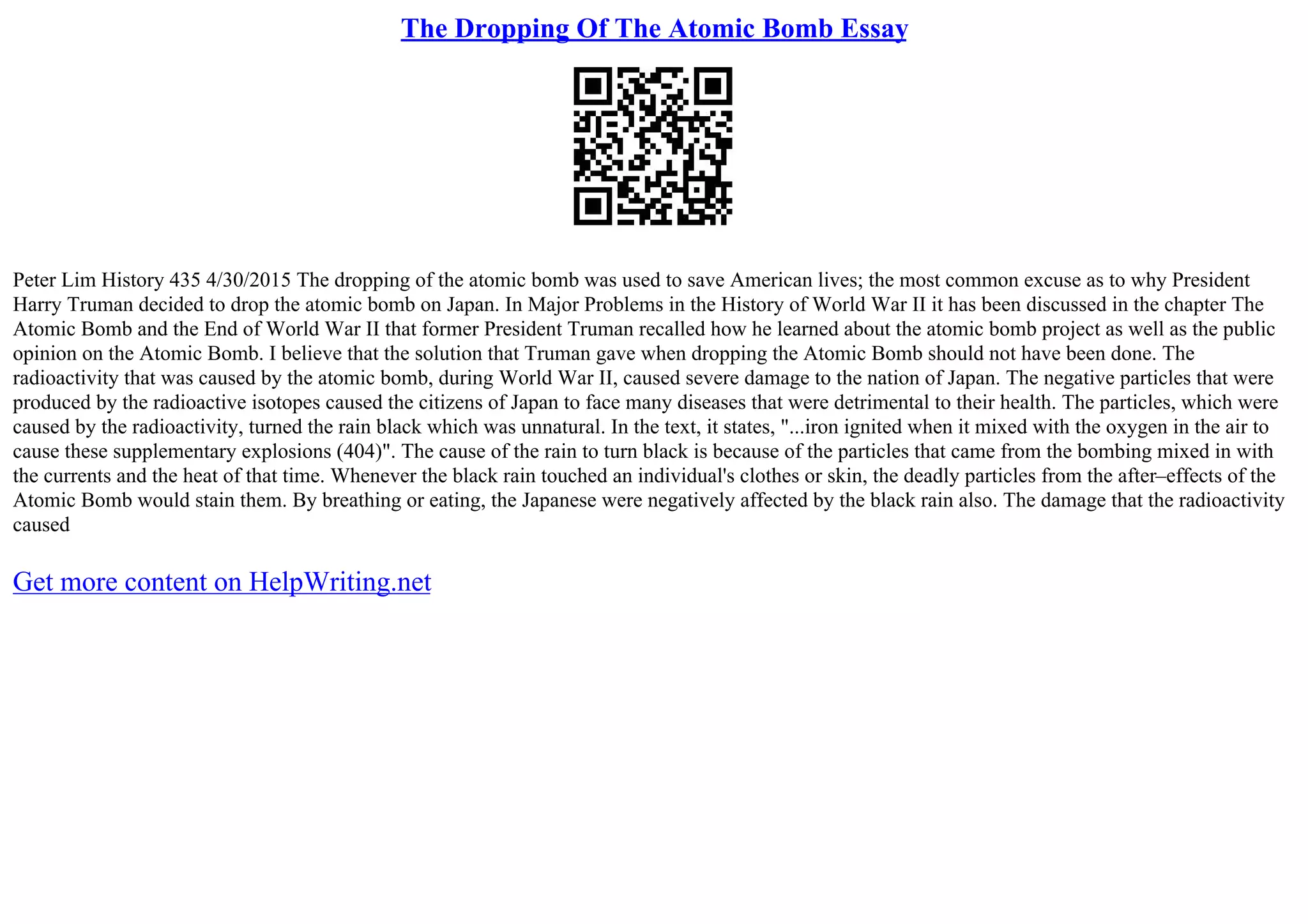 Was The Dropping Of The Atomic Bomb Justified | PDF