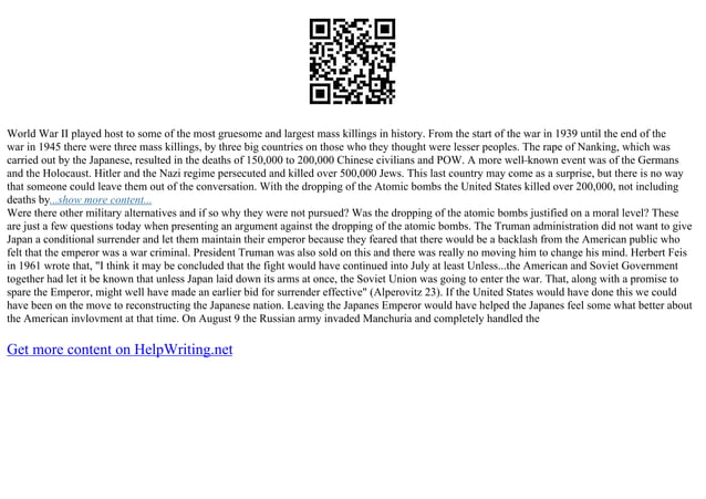 Was The Dropping Of The Atomic Bomb Justified | PPT