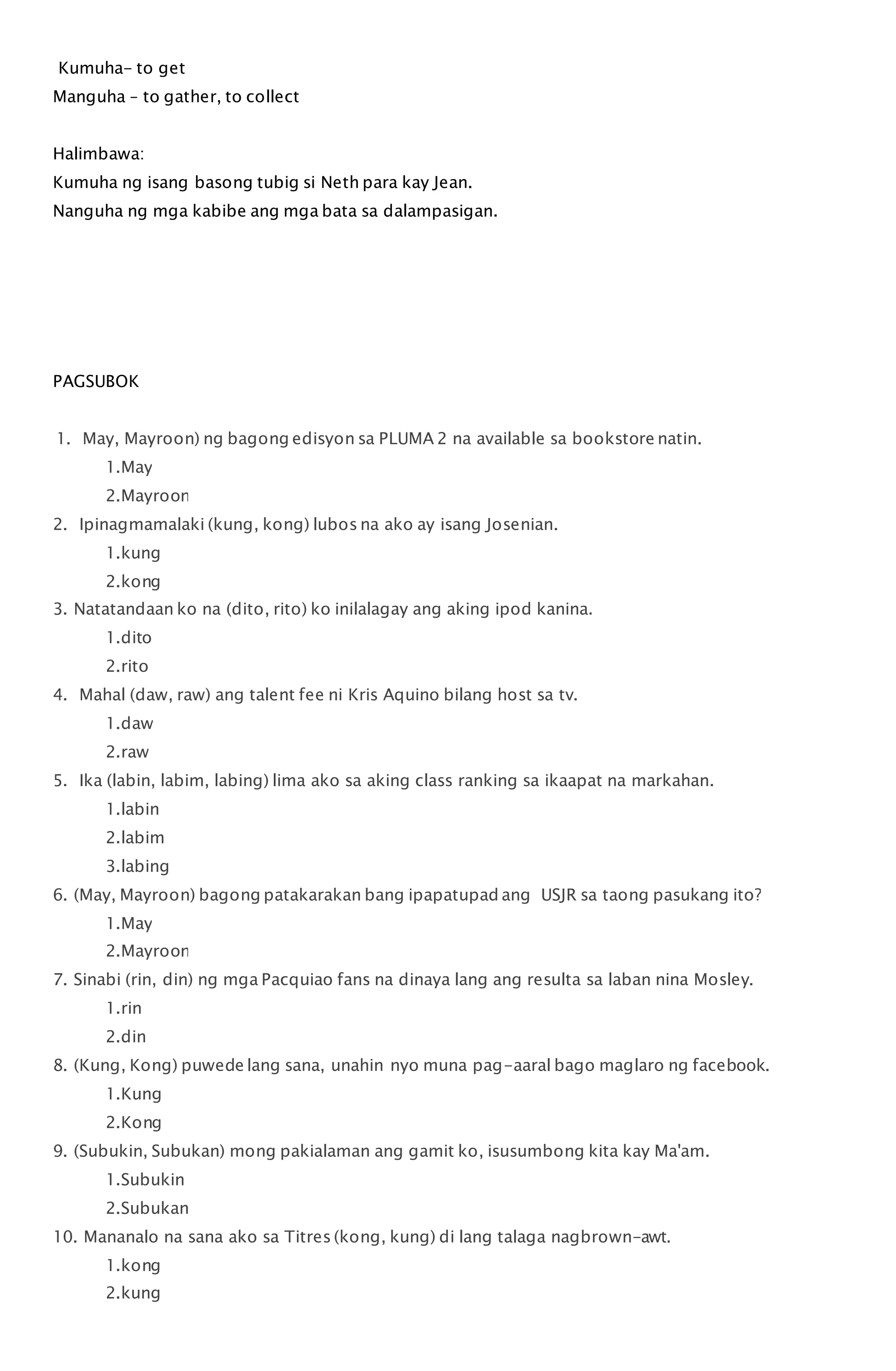 Wastong gamit ng salita | DOCX