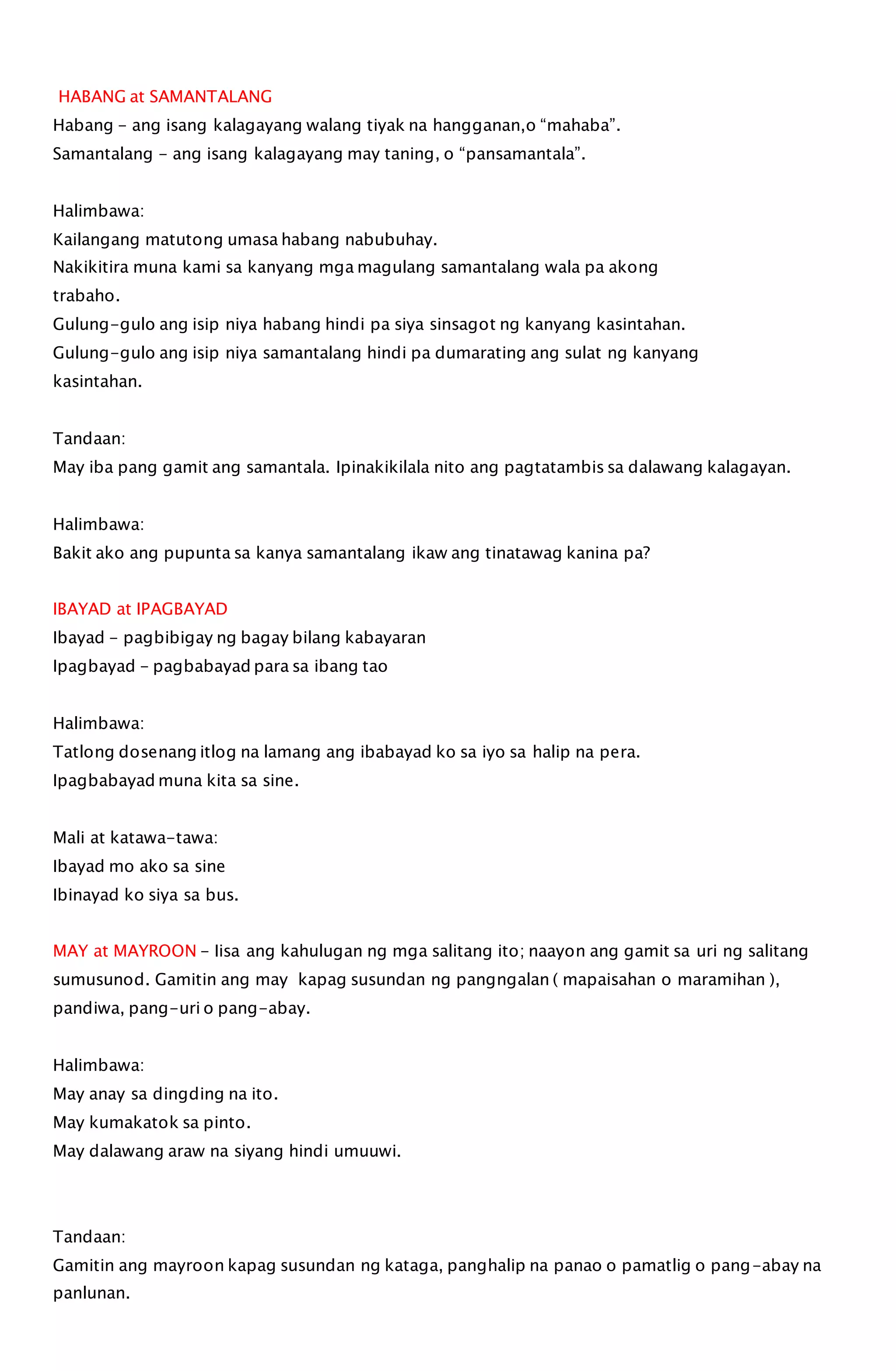 Wastong gamit ng salita | DOCX