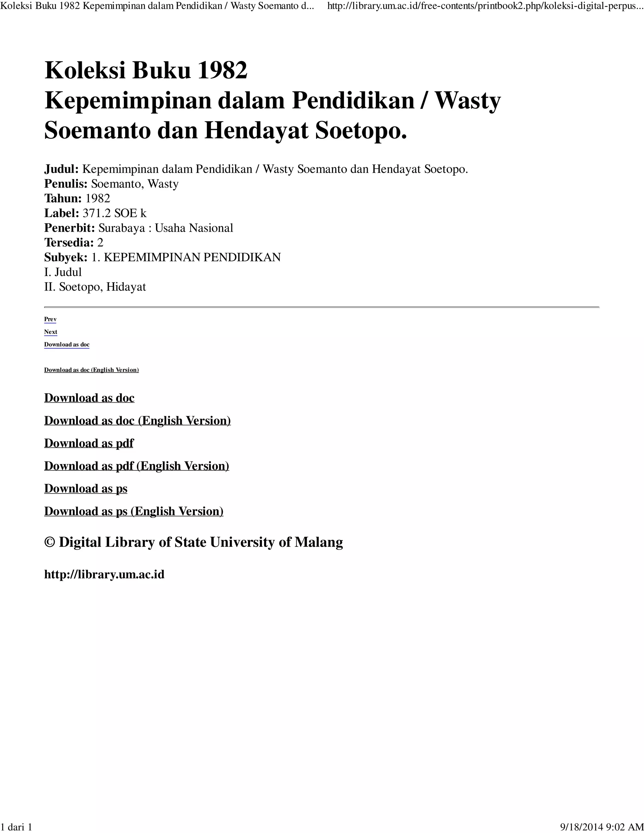 Wasty soemanto dan hendayat soetopo | PDF