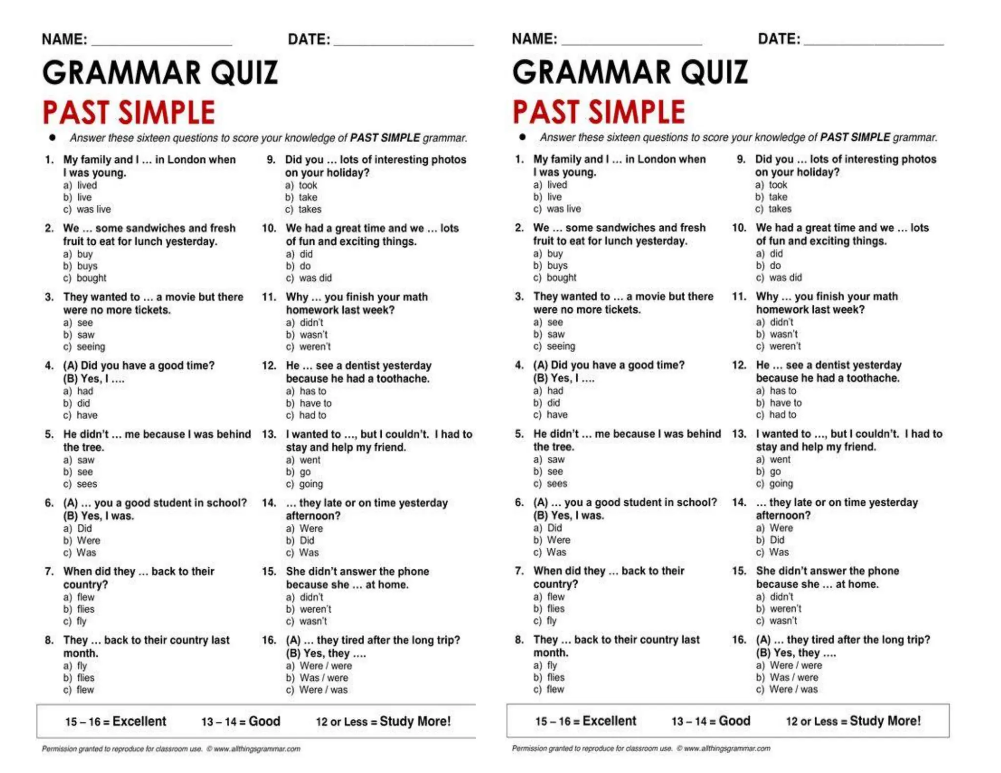 Past simple exercises for A2 LEARNERS EFL | PPT