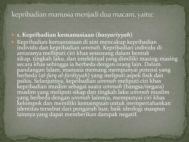 Watak dan kepribadian manusia dalam berakhlak | PPT