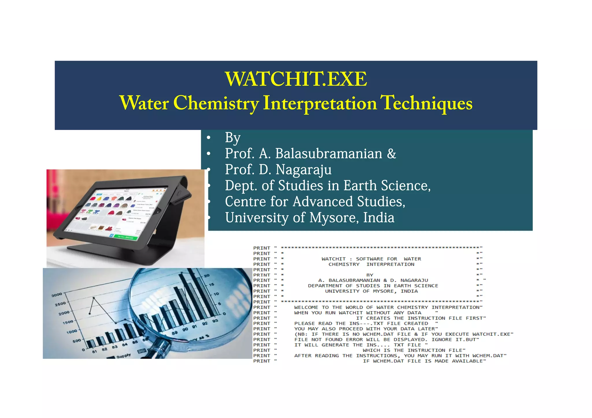 WATCHIT (Water Chemistry Interpretation Techniques) software summary | PDF