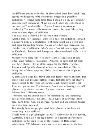 Watch out cell phones can be addictive too much dependence on yo | PDF