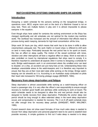 Watch-keeping systems on-board Ships or at Shore | DOCX