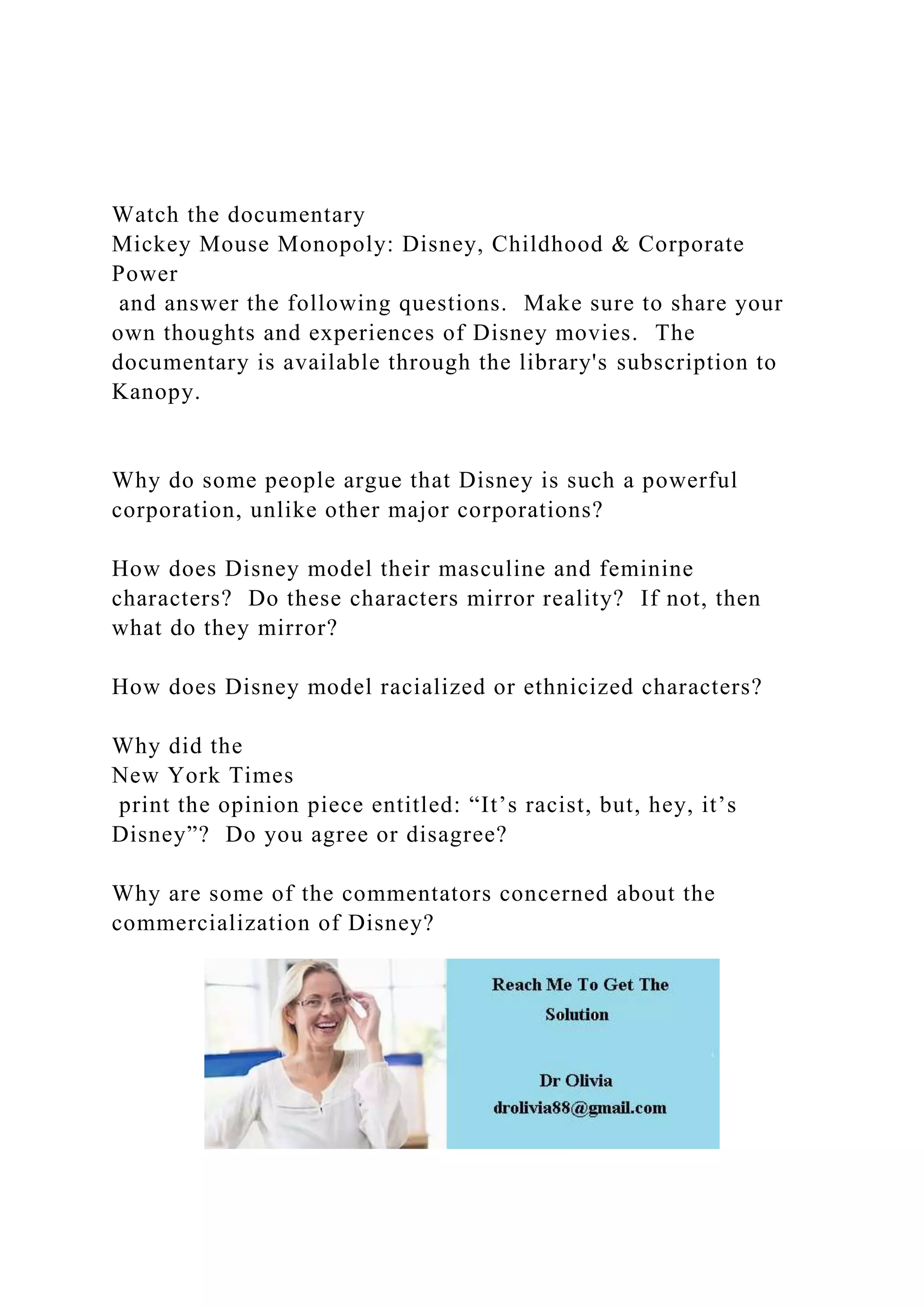 Watch the documentary Mickey Mouse Monopoly Disney, Childhoo.docx