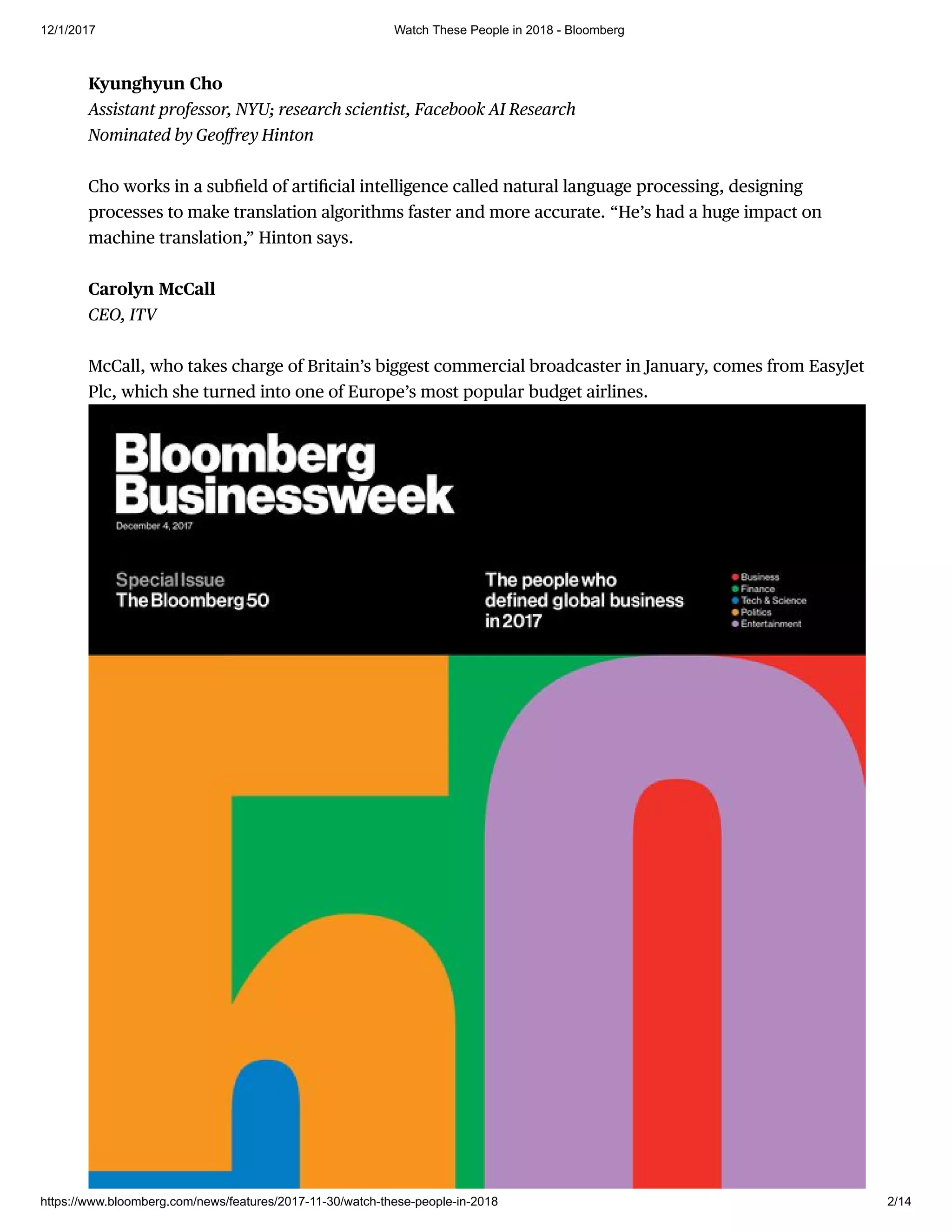 Watch these people in 2018 bloomberg | PDF