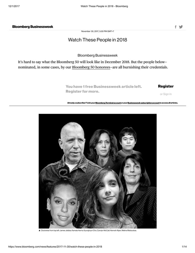 Watch these people in 2018 bloomberg | PDF