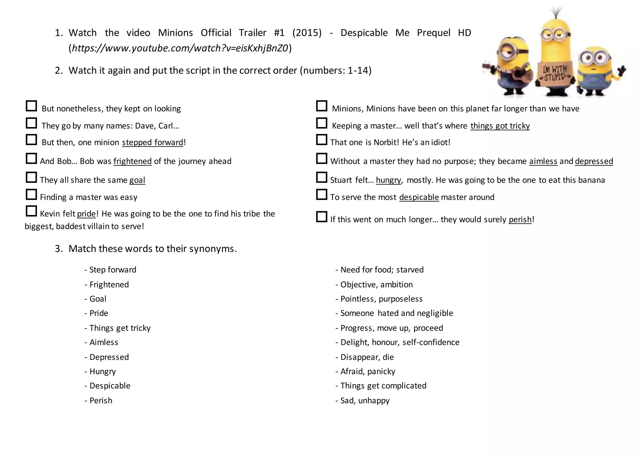 Watch the video minions official trailer | DOCX | Movies | Entertainment