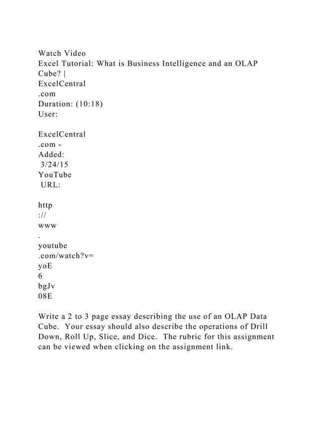 Watch VideoExcel Tutorial What is Business Intelligence and an OL.docx