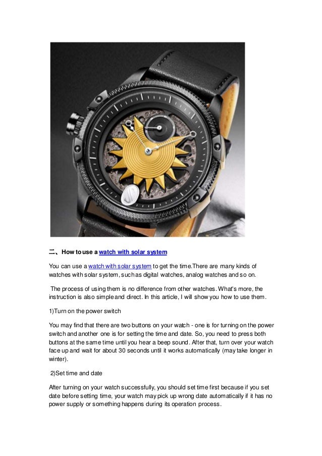 Watch With Solar System: How To Use Them | DOCX