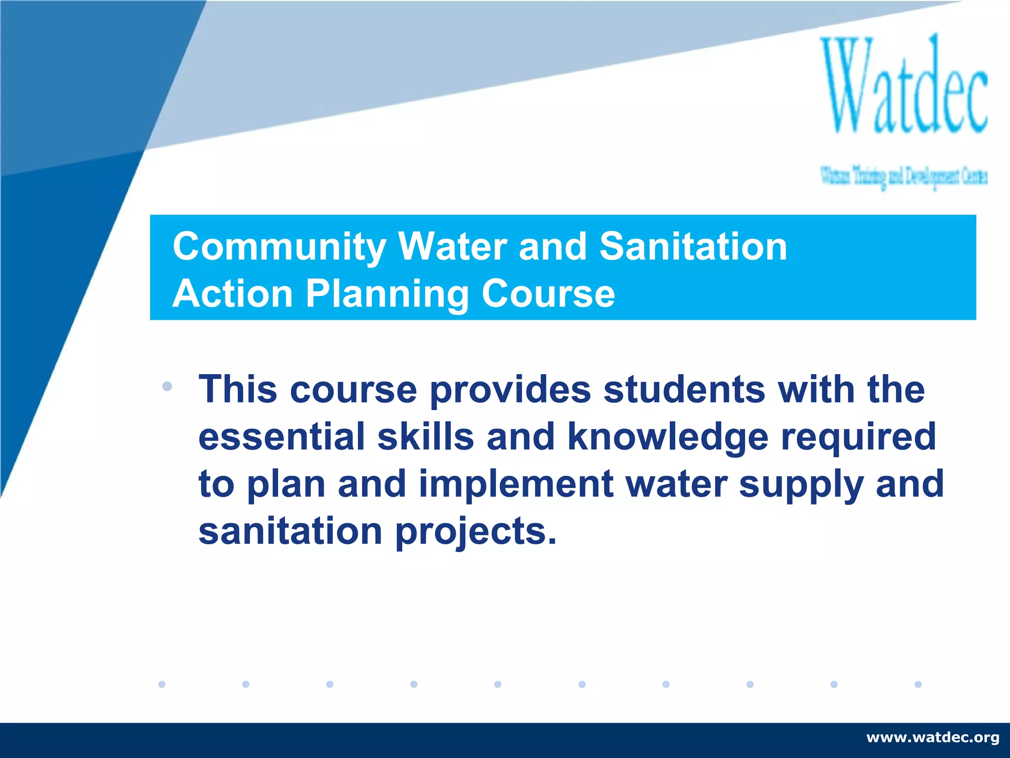 Water and Sanitation Short Courses | PPT