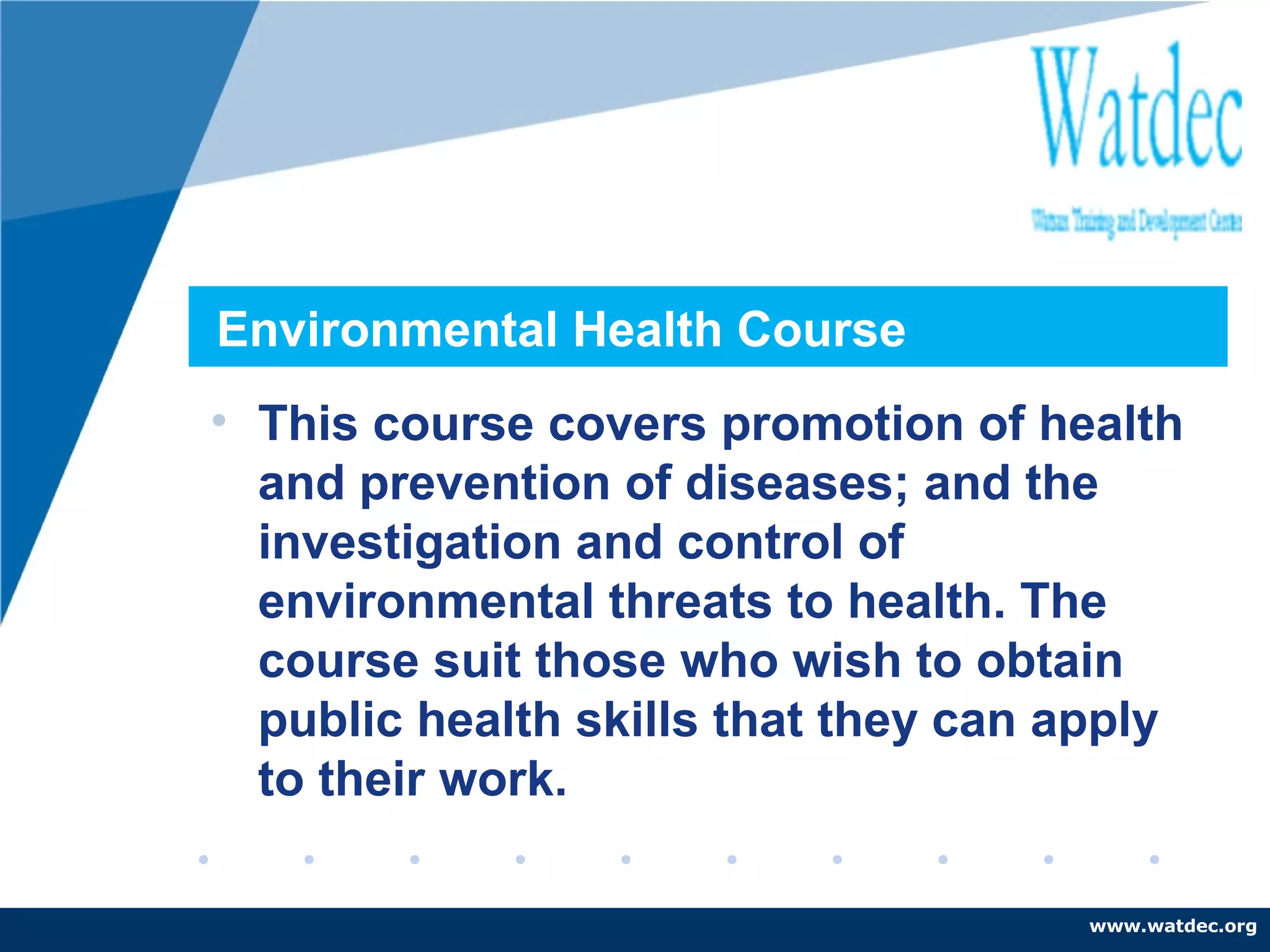 Water and Sanitation Short Courses | PPT