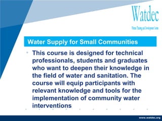 Water and Sanitation Short Courses | PPT
