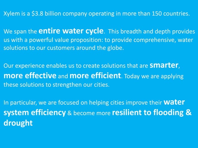 Xylem WATEC Keynote: Strengthening Our Cities - Enhancing Urban ...