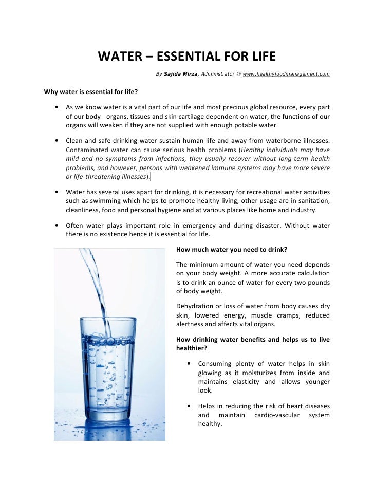 Water - essential for life Water - essential for life