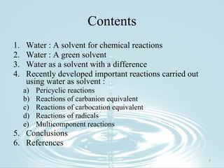 Water : A Green Solvent With A Difference | PPT