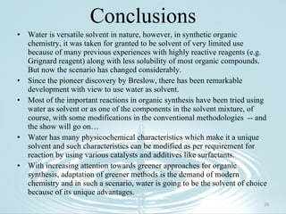 Water : A Green Solvent With A Difference | PPT