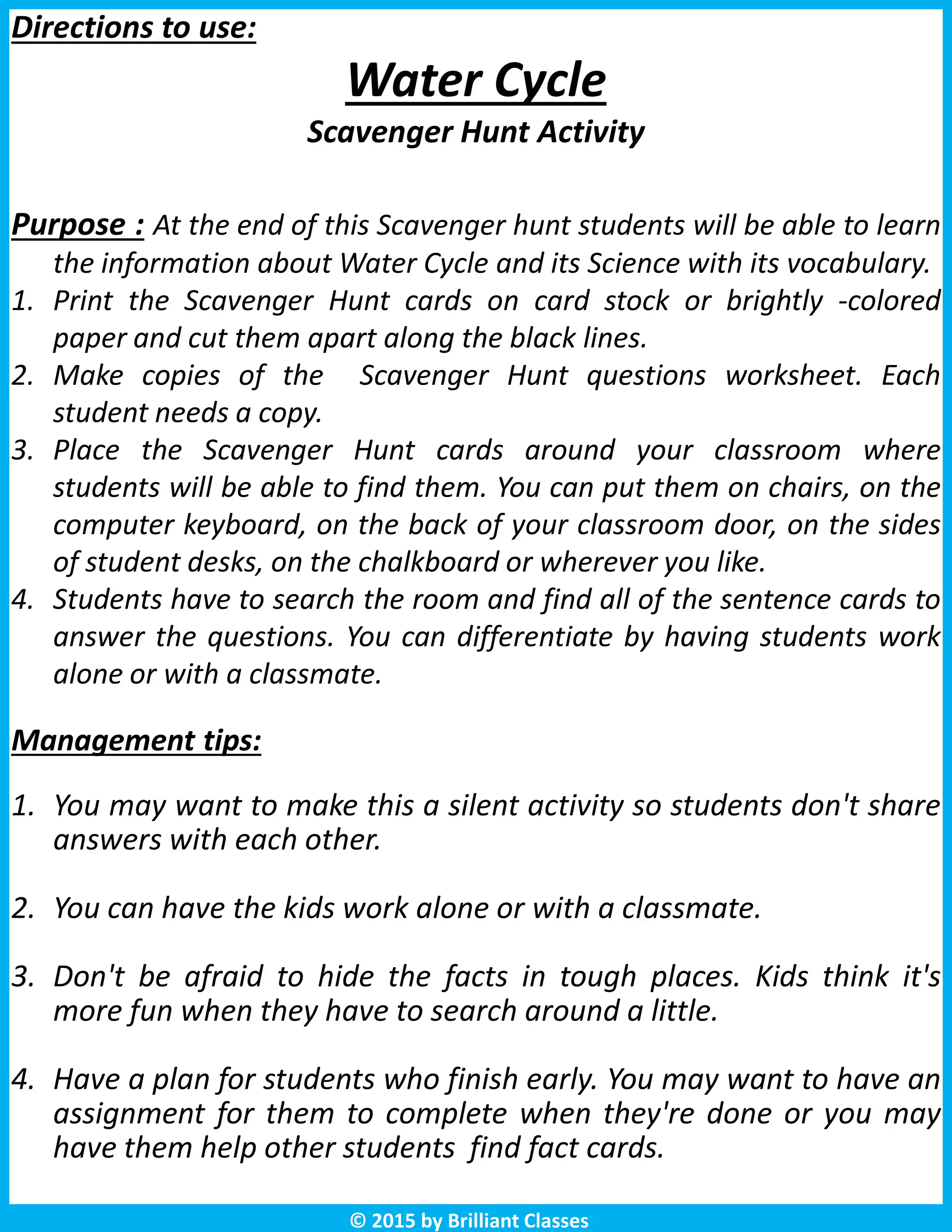 Water cycle-scavenger-hunt 1 | PDF