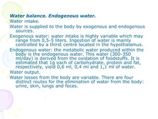 Water minerals metabolism & kidney function | PPT