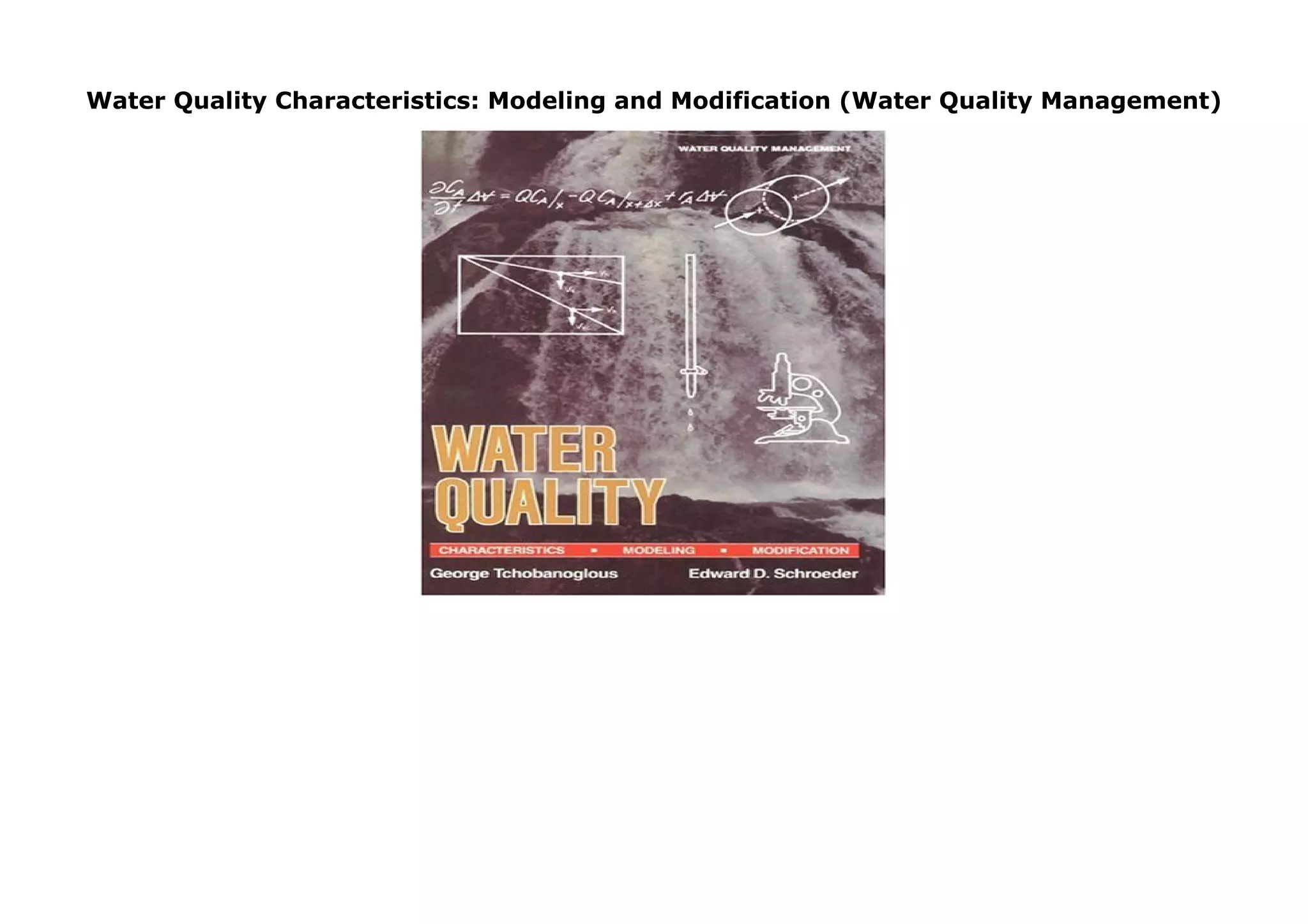 Water Quality Characteristics: Modeling and Modification (Water Quality ...