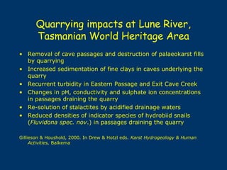 Water resources in karst and quarrying impacts (IWC5 Presentation) | PPT