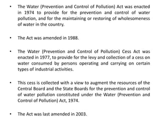 Water act | PPTX | Environmental Services Industry | Industries