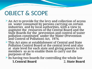 PPT on Saleint features of the Water Act | PPTX