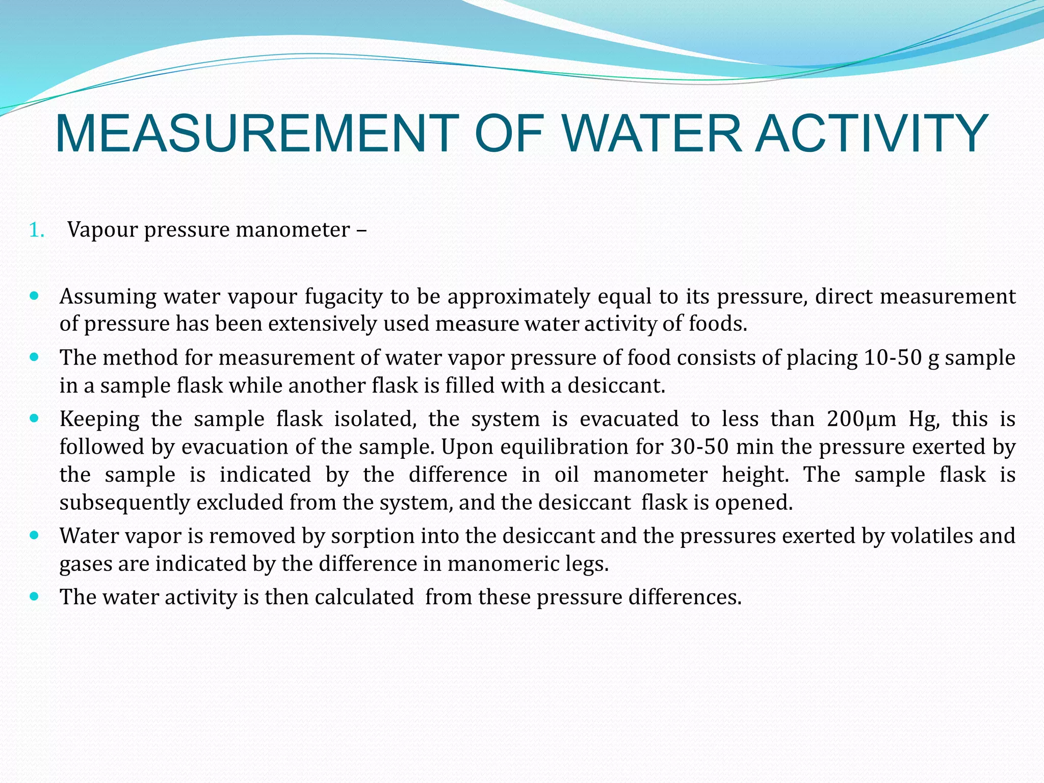 Water activity and different instruments to determine Aw | PPTX