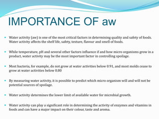 Water activity and different instruments to determine Aw | PPTX