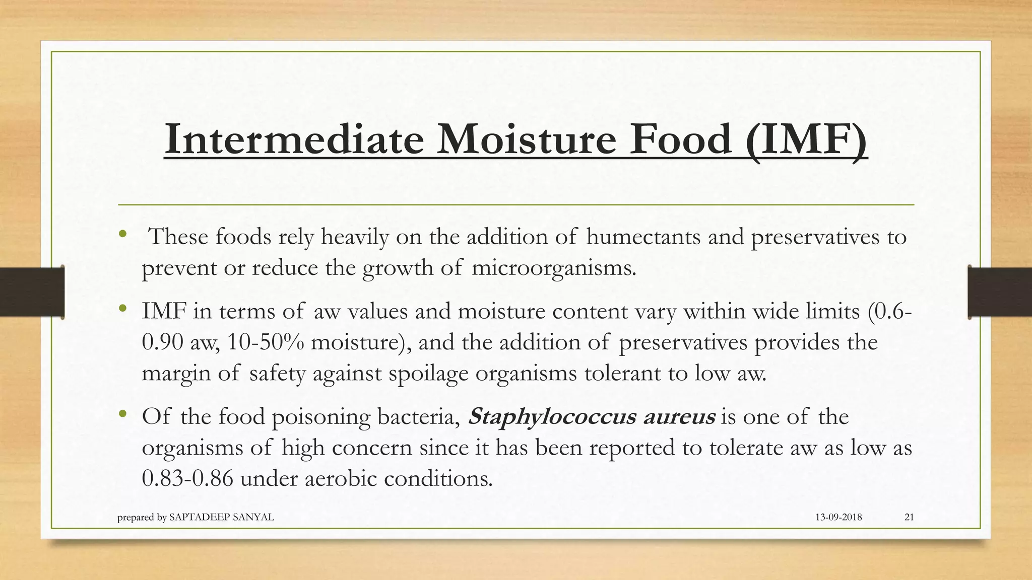 Water activity and types of food based on water activity | PPTX