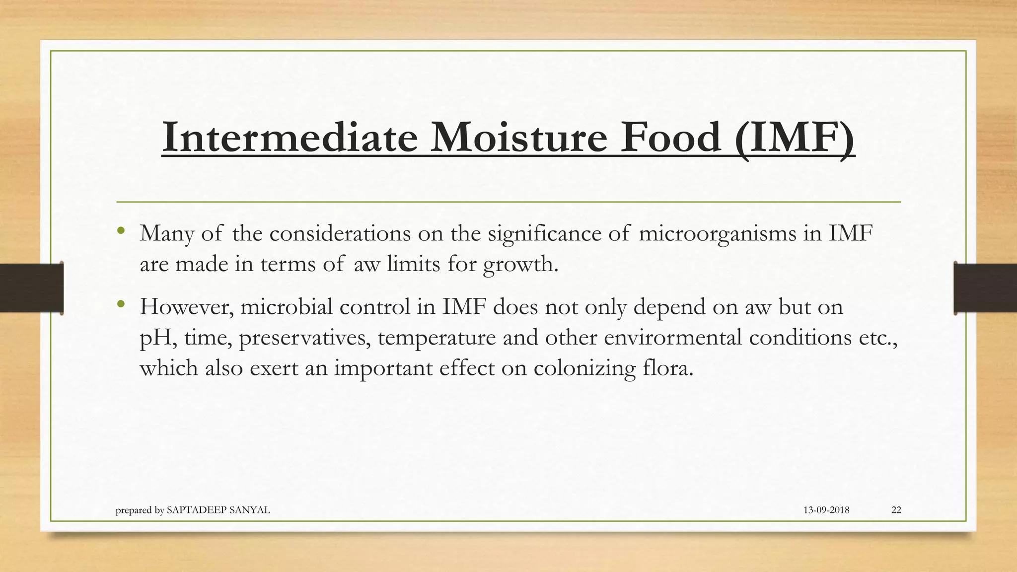 Water activity and types of food based on water activity | PPTX
