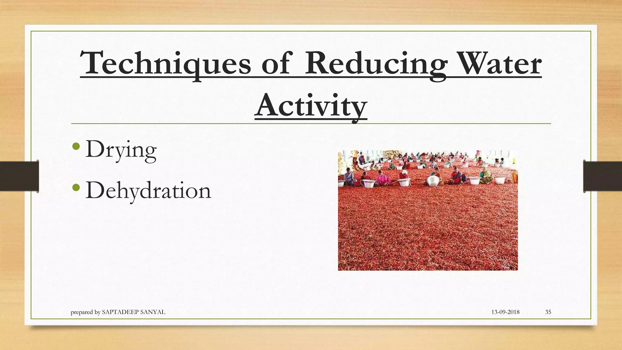 Water activity and types of food based on water activity | PPTX