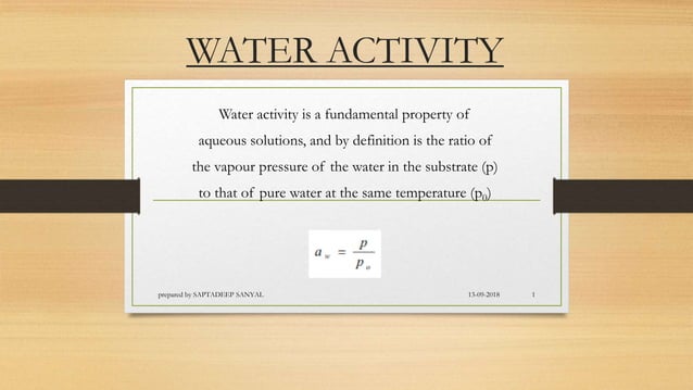Water activity and types of food based on water activity | PPTX ...