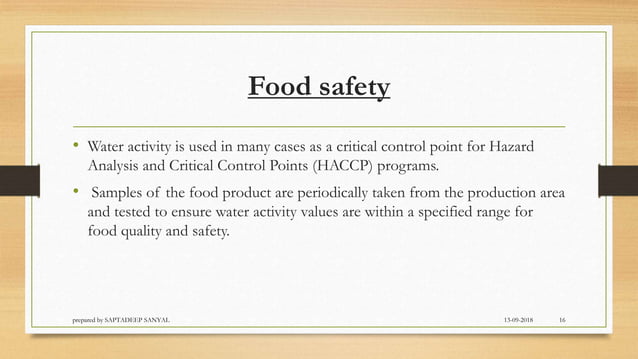 Water activity and types of food based on water activity | PPTX ...