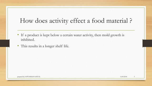 Water activity and types of food based on water activity | PPTX ...