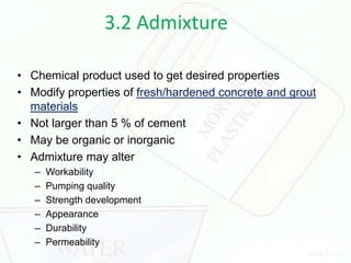 Water & Admixture | PPTX | Chemistry | Science