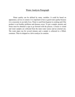 Water analysis paragraph | DOCX