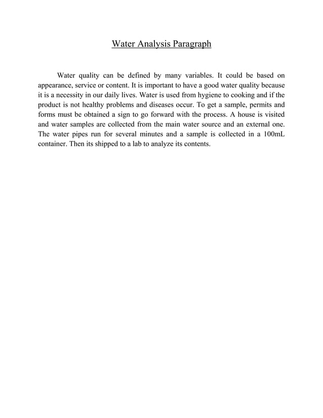 Water analysis paragraph | DOCX