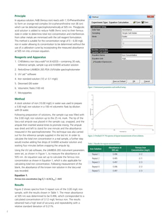 Water Analysis Using LAMBDA UV/Visible Spectrophotometers: Iron Determination | PDF