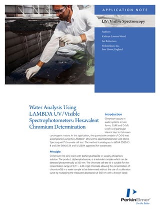 Water Analysis Using LAMBDA UV/Visible Spectrophotometers Hexavalent Chromium Determination | PDF