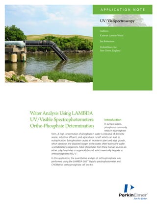 Water Analysis Using LAMBDA UV/Visible Spectrophotometers: Ortho ...