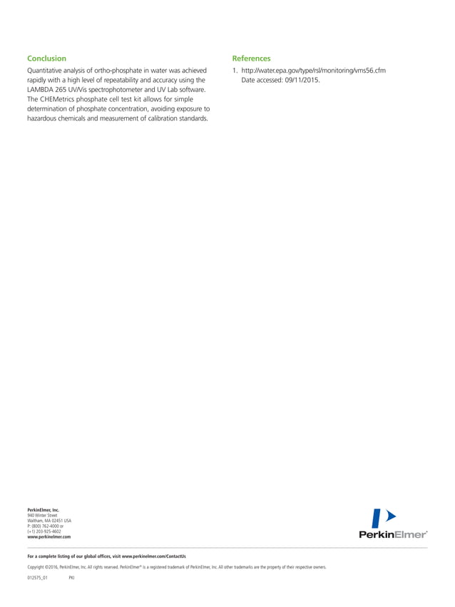 Water Analysis Using LAMBDA UV/Visible Spectrophotometers: Ortho ...