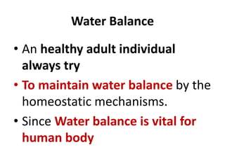 Water and electrolytes balance and imbalance in human body | PPTX