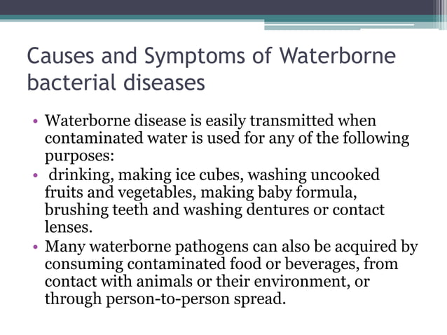 Water and food borne bacterial diseases | PPTX | Infectious Diseases ...