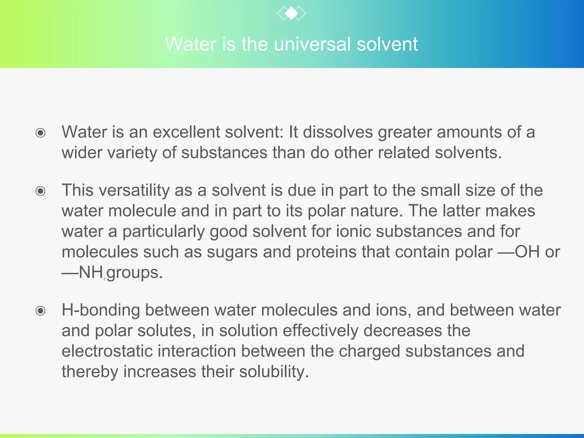 Water and its properties | PPTX